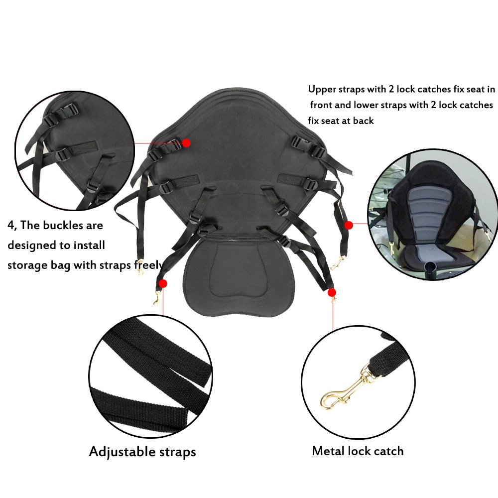 Docooler Deluxe Cushion Kayak Seat Soft and Antiskid Padded Base High Backrest Adjustable with Backrest