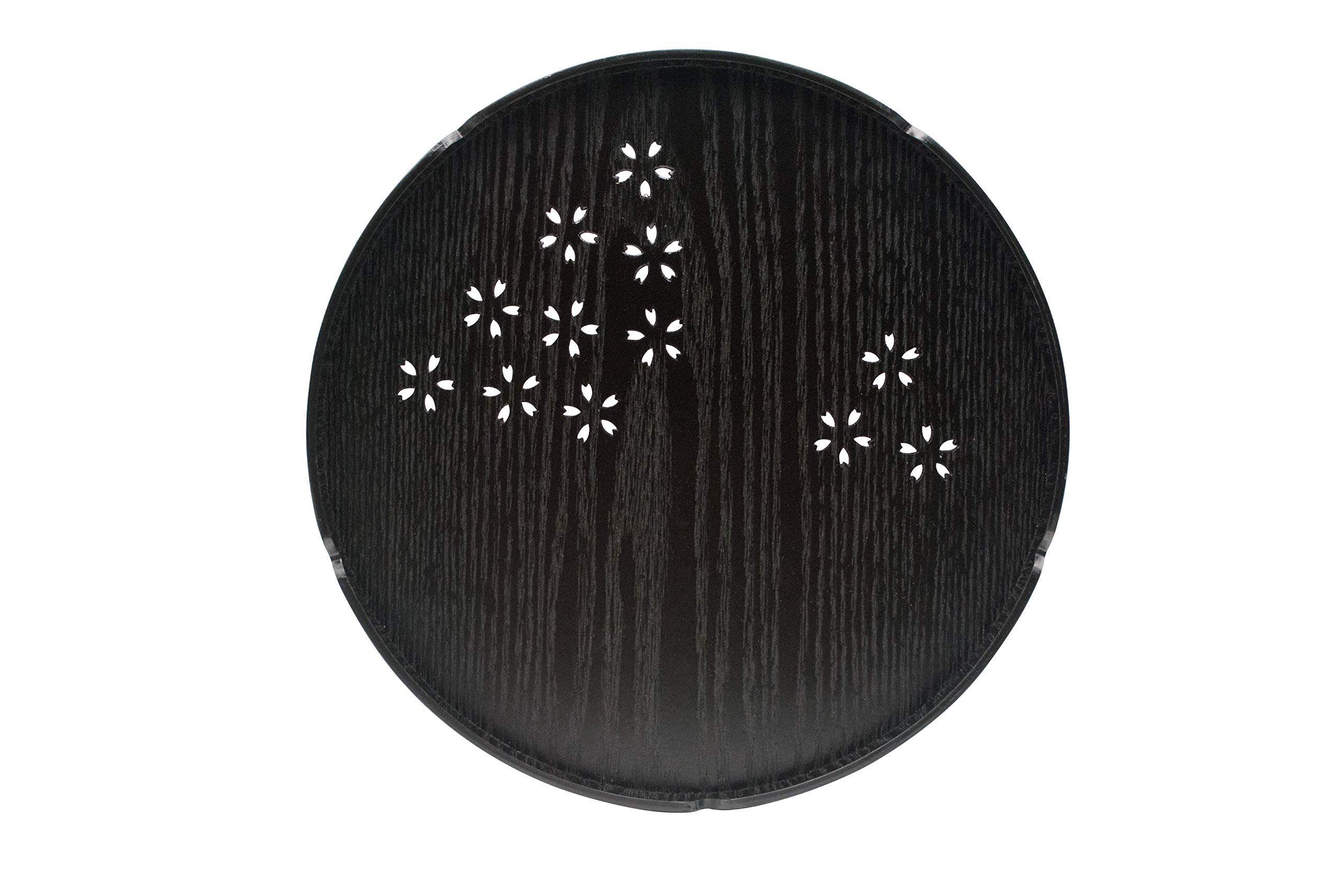 Islandoffer Premium Japanese Style Cherry Pattern Round Tea Tray, Black