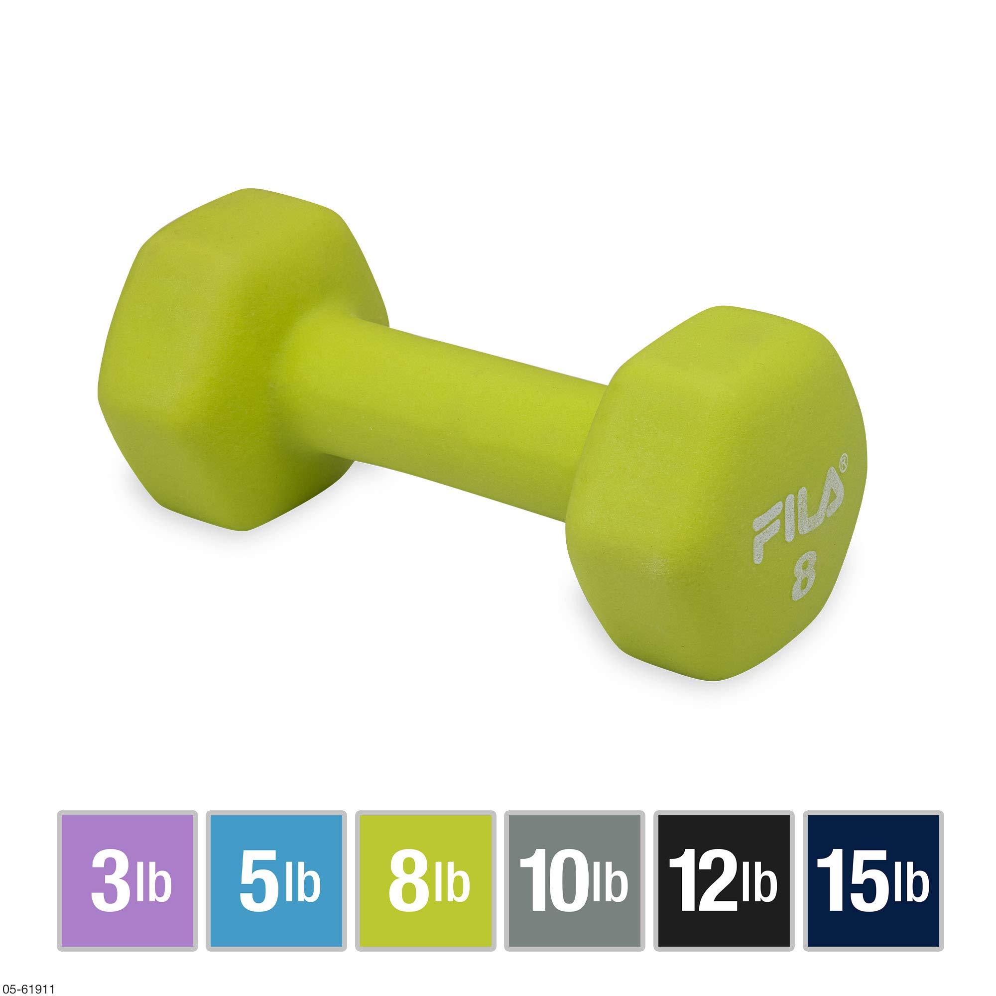 FILA Accessories Hand Weights for Women & Men - 10 lb Dumbbell Neoprene Covered for Workout, Exercise & Fitness (Sold as Single 10 Pound Dumbbell), Grey