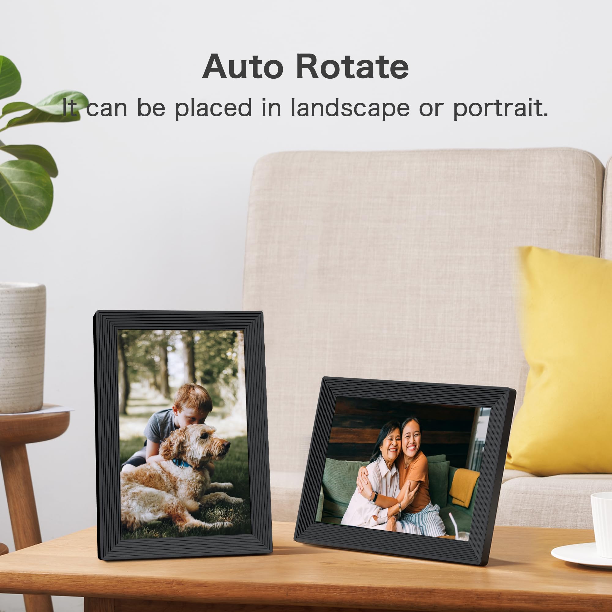 Frameo WiFi Digital Picture Frame, 10.1 Inch 1280*800IPS Touch Screen Digital Photo Frame, 16GB Memory, Auto-Rotate, Share Pictures Videos, Gift for Friends, Family, Anniversary, Wedding Gift (Black)