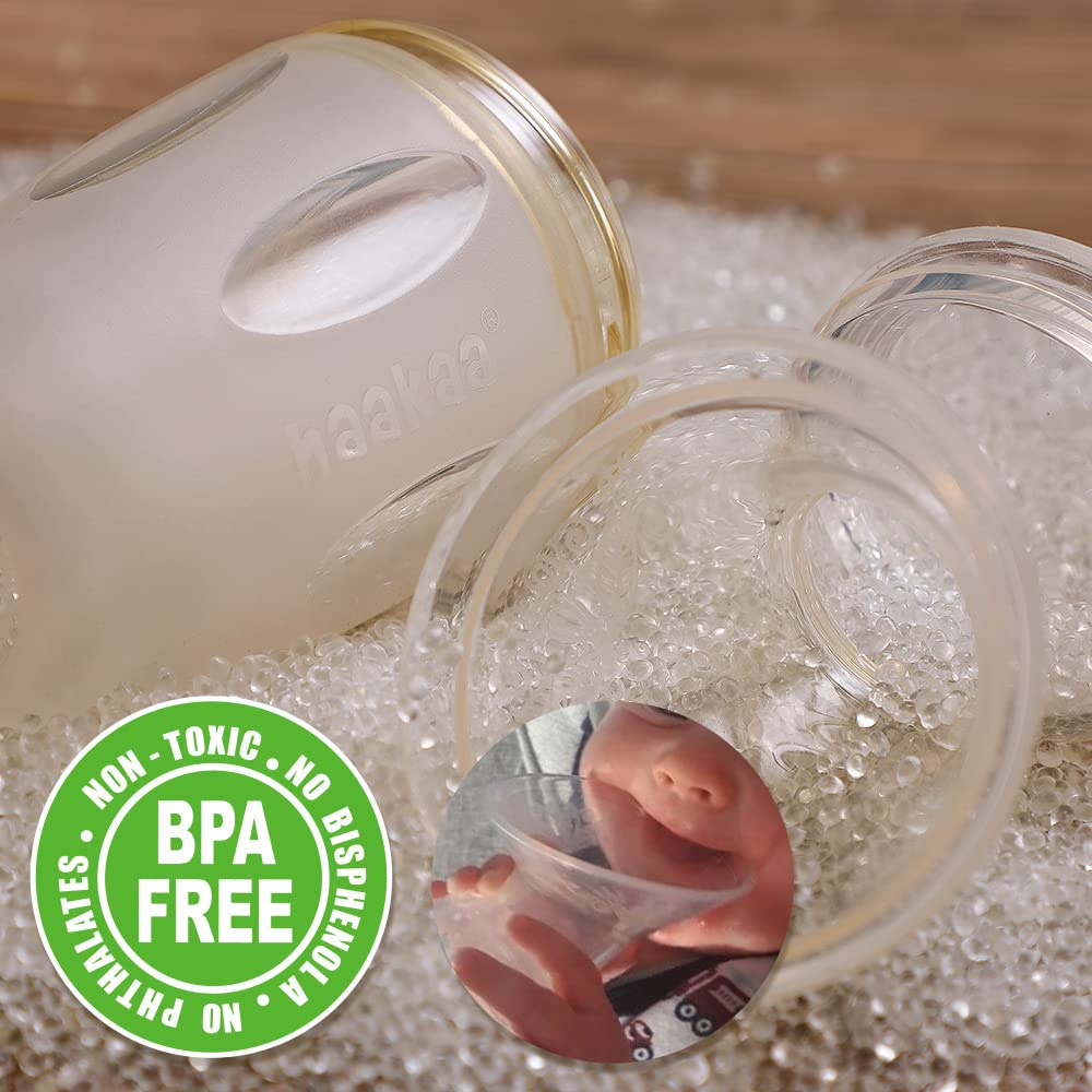 haakaa Gen.3 Manual Breast Pump 5.4oz/160ml | Multi-Functional Silicone Breast Pump for Breastfeeding | Detachable Silicone Pump and Bottle Design, Color: Peach