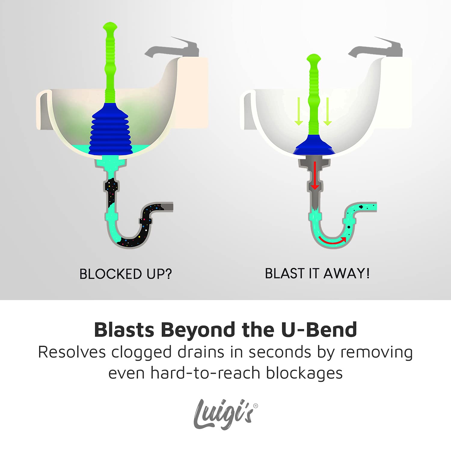 Luigi's Dual-Force Plunger Bundle for Drains and Sinks: Tackle Drains with Precision!
