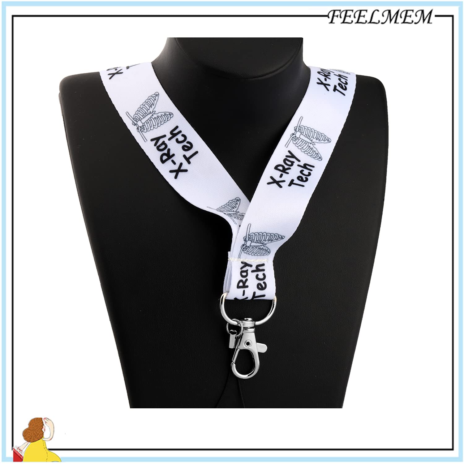 FEELMEM Radiology Tech Jewelry X-Ray Tech Lanyard Key Chain ID Card Holder Clip Medical Ultrasound Tech Gifts Radiologist Gift for X Ray Technician Radiographer (X-Ray Tech)