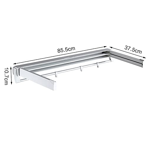 SEANESZTI Retractable Clothes Drying Rack, Wall Mounted Clothes Drying Rack, Foldable White Clothes Drying Rack, Hanging Racks for Laundry Room, Space Saving Clothes Drying Rack with 4 Hooks