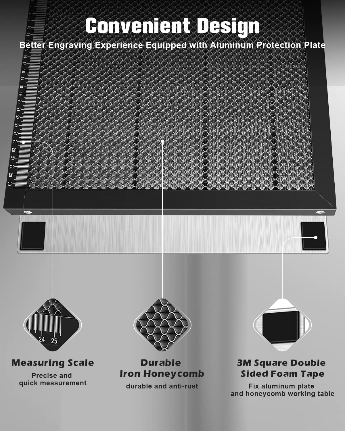 FAHKNS Honeycomb Working Table, 13.8"x13.8"x0.87" Honeycomb Laser Bed for Most Laser Engravers, for Fast Heat Dissipation and Table-Protecting with Aluminum Plate