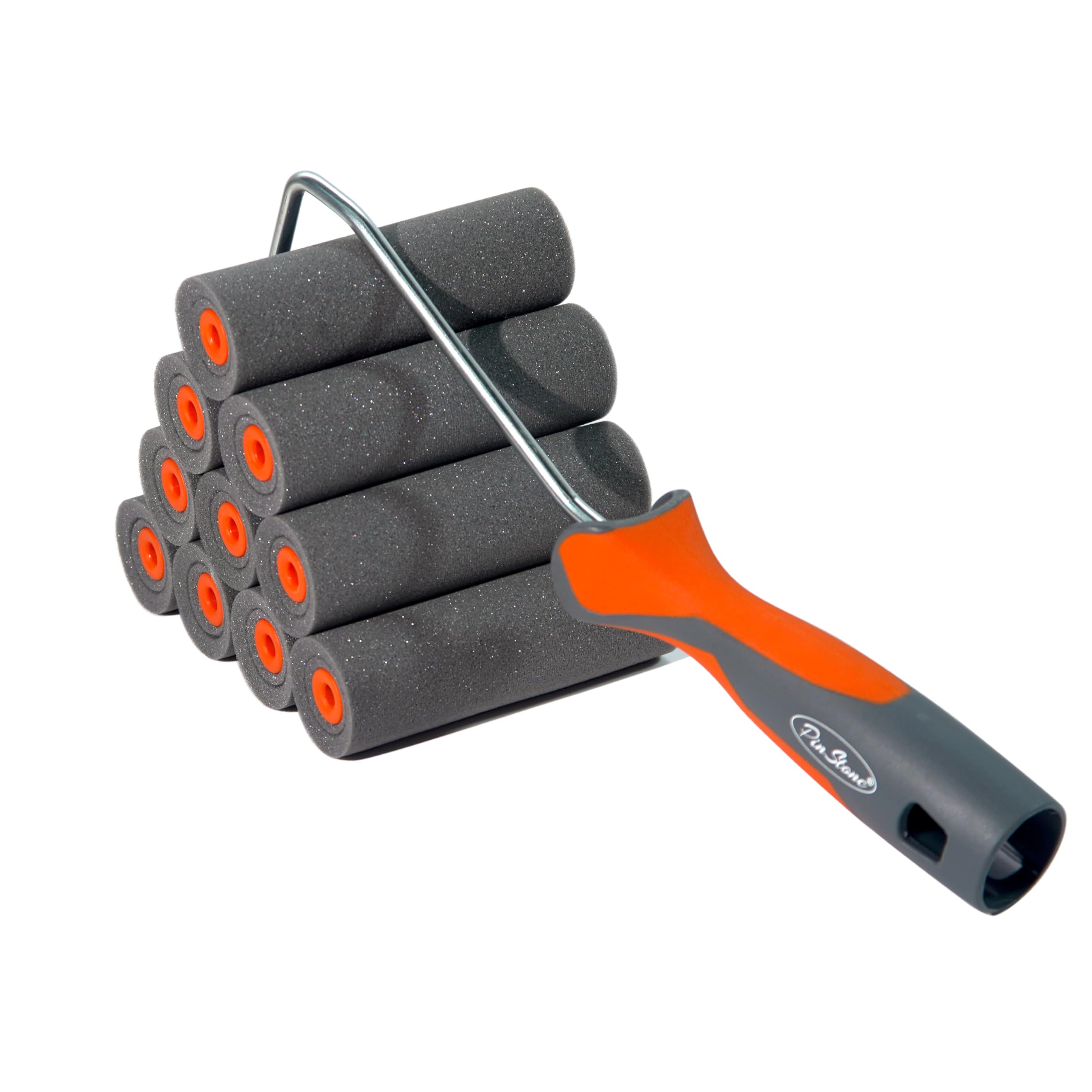 Pinstone 11 in 1, 4” High Density Foam Roller Kit, Special Caved-in Design for Smooth and Precision Finish, Best for Smooth Surfaces Such as Walls, Doors, Trim, and Furniture.