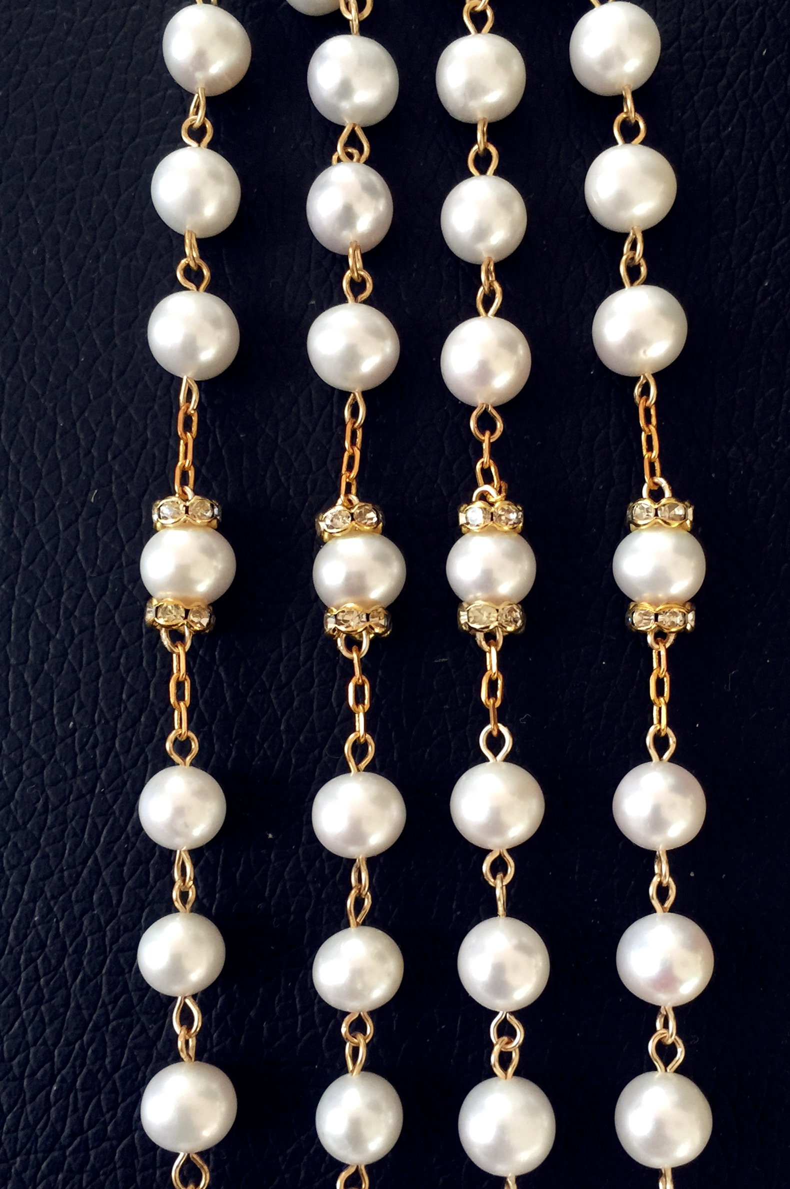 elegantmedical HANDMADE CATHOLIC GLOD 8MM REAL PEARL PEARL BEADS NECKLACE 5 DECADE ROSARY & CROSS CRUCIFIX BOX
