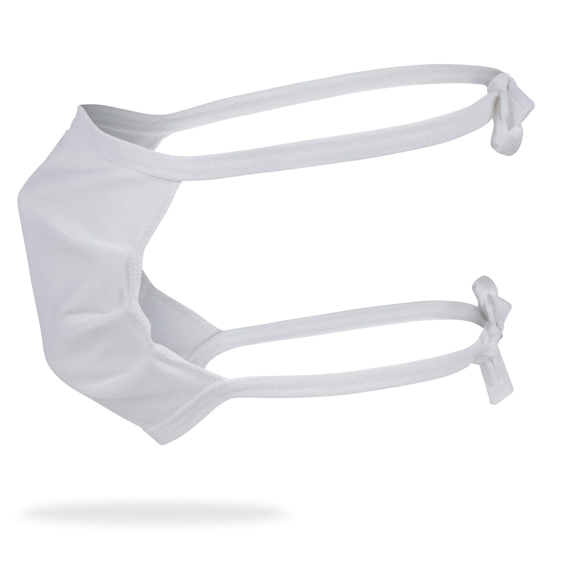 Gildan Adult Reusable 3-Layer Tie-On Cotton Face Mask (48 Pack), White (48 Pack), Adult: 6.5" x 7" (13" straps)