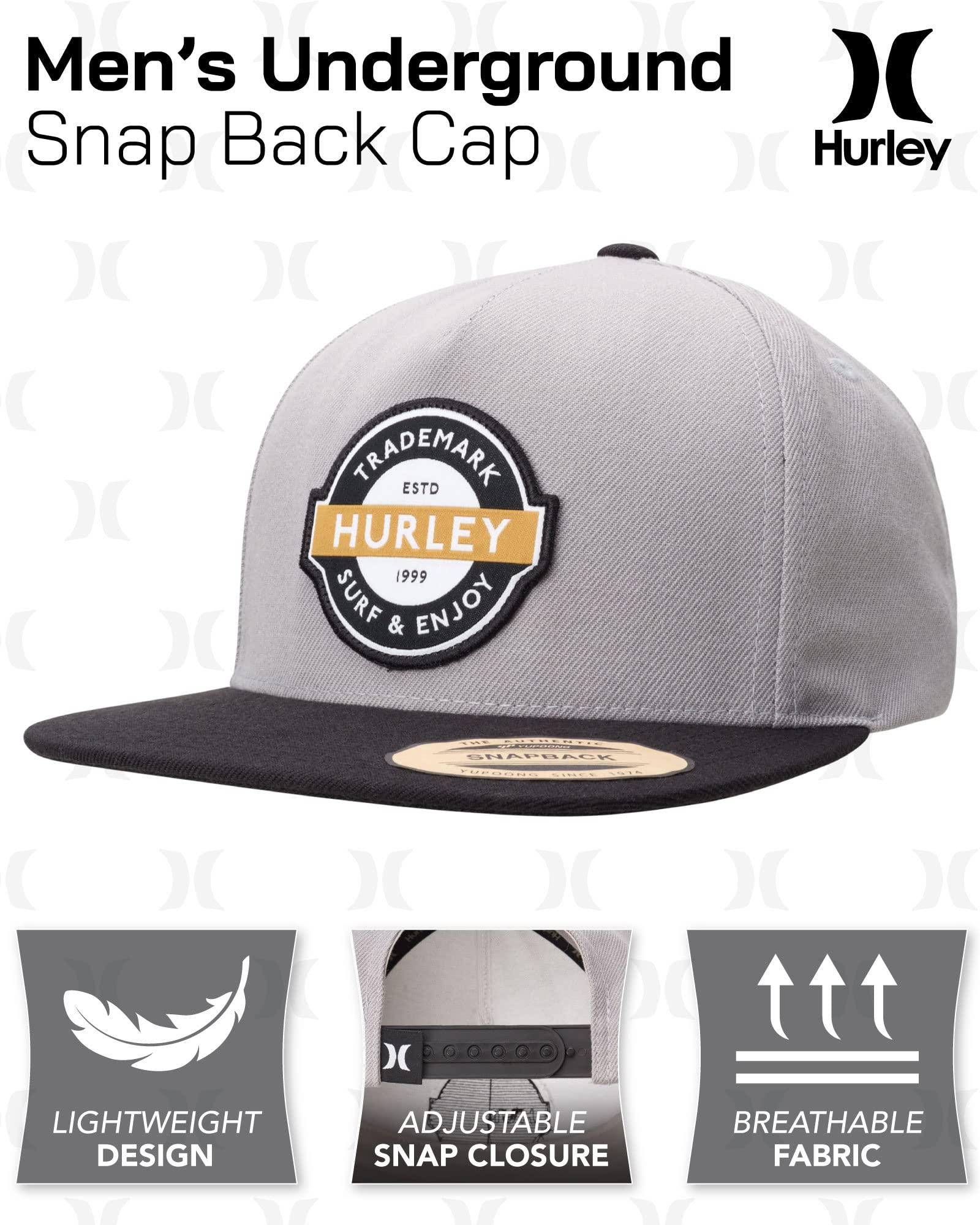 Hurley Men's Hat - Underground Snap Back Cap, Size One Size, Thunderstorm