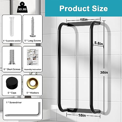 Towel Racks for Bathroom, 30 Inch Bathroom Towel Holder, Bathroom Organizer for Small Space - Stainless Steel, Wall Mounted, Modern