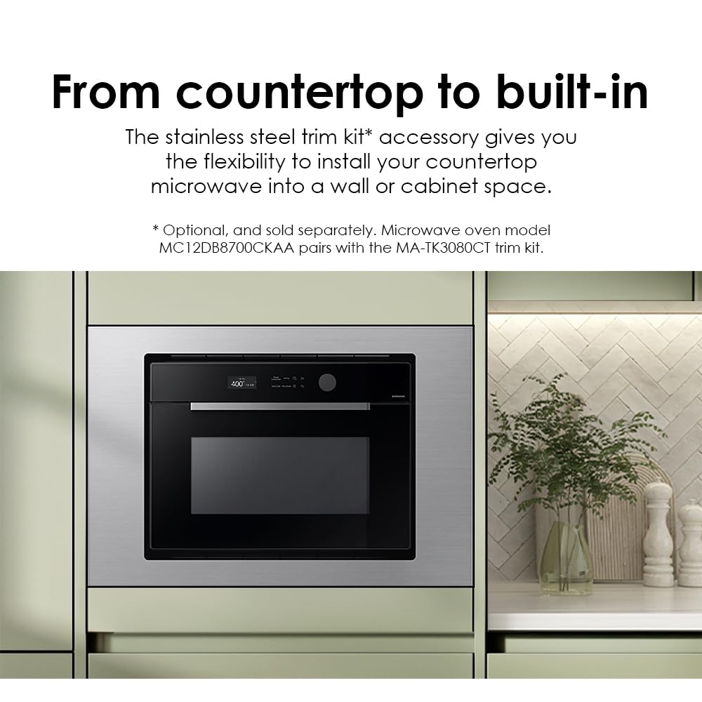 Samsung 1.2 cu. ft Convection Air Fry, Black Glass, MC12DB8700CKAA Countertop Microwave
