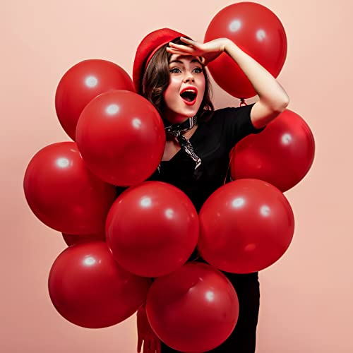 RUBFAC 116pcs Ruby Red Balloons Different Sizes Pack of 36 18 12 10 5 Inch for Garland Arch Dark Red Extra Large Balloons for Birthday Wedding Party Decoration