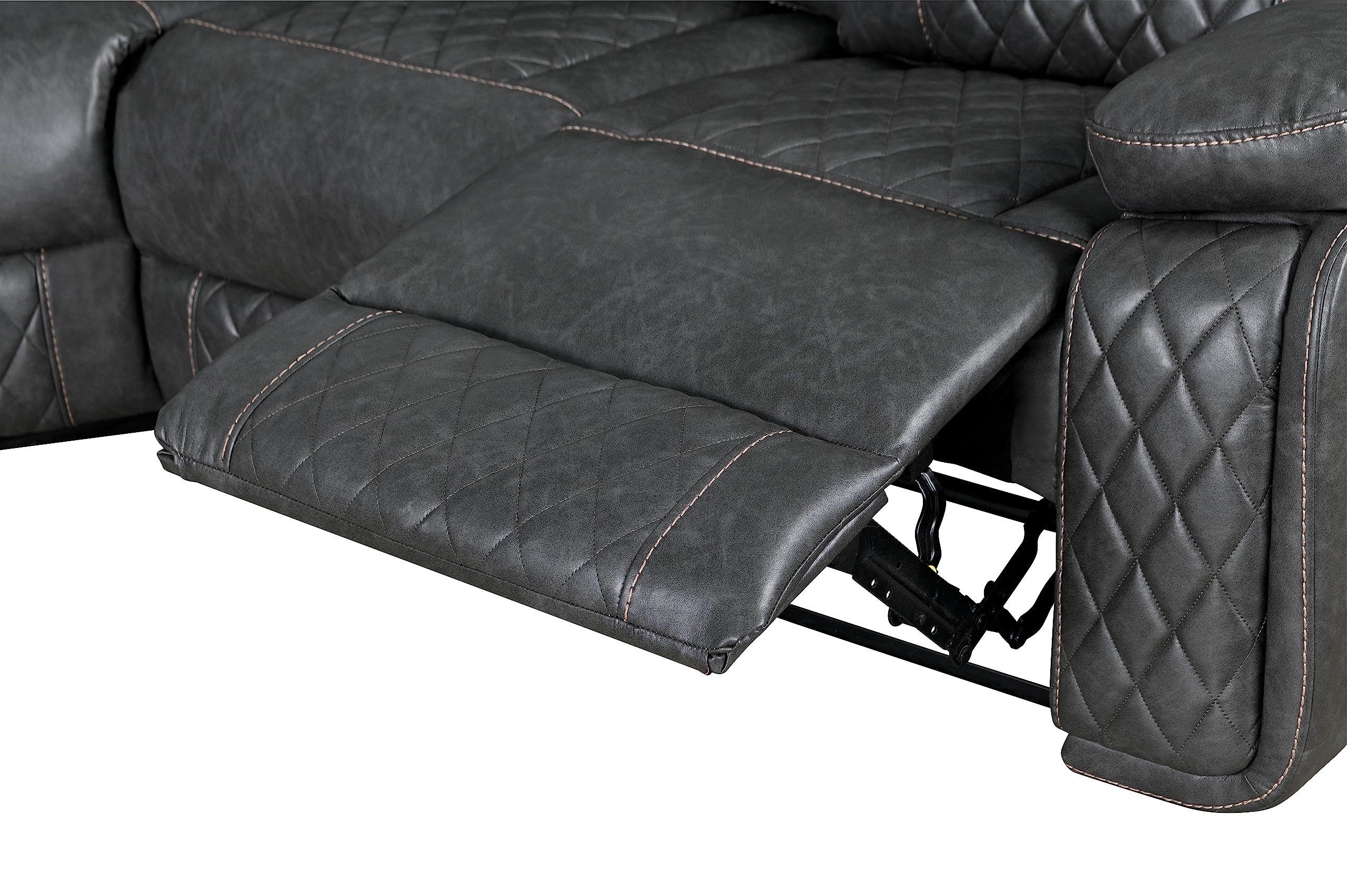 Manual PU Reclining Sectional Sofa Set, Adjustable Recliner Sofa with Cup Holder and Hide-Away Storage for Living Room