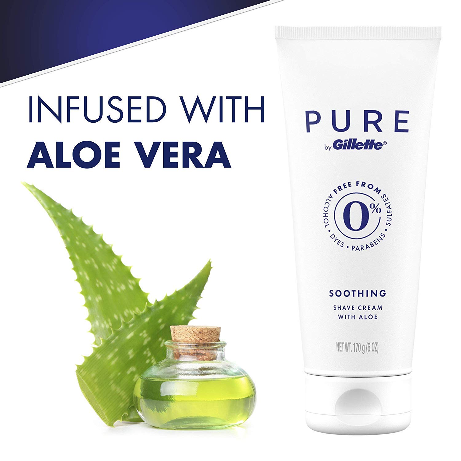 Gillette PURE Soothing Shaving Cream with Aloe, Pack of 3, 6oz each