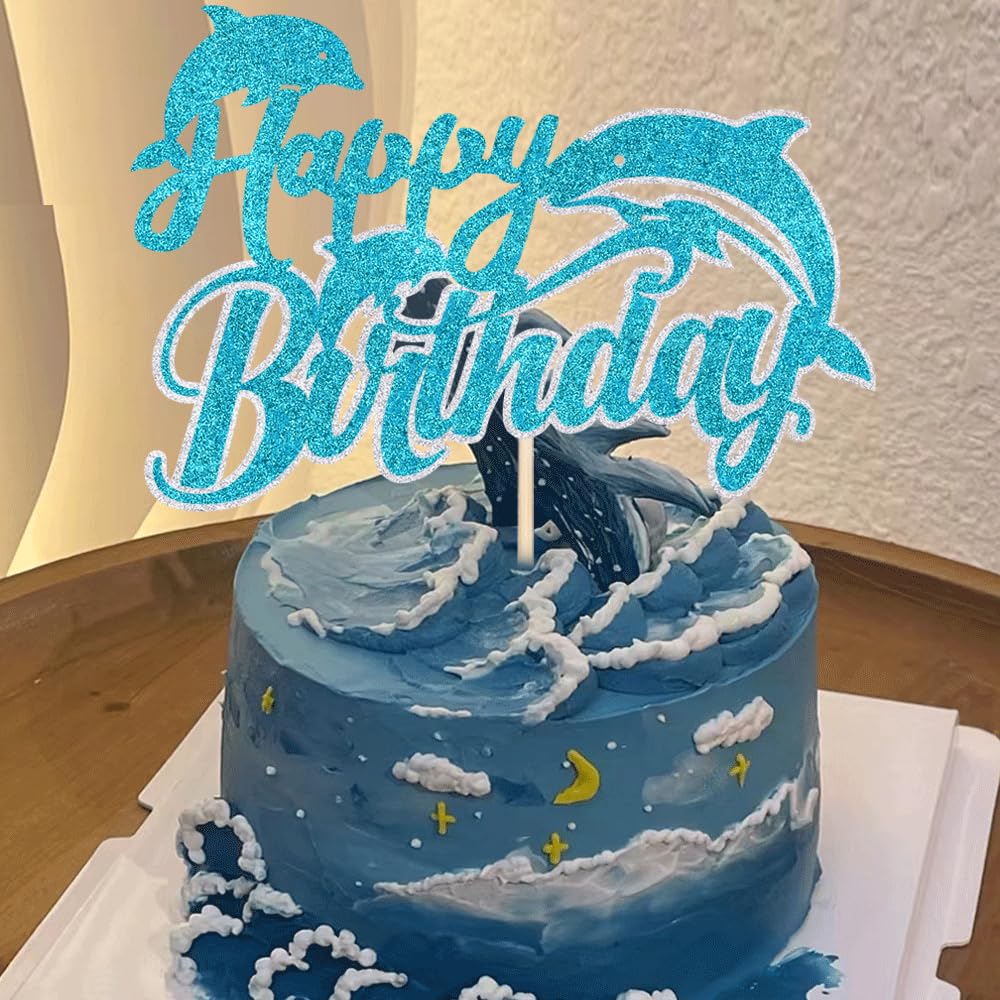 Dolphin Cake Topper Picks Sea Creatures Theme Baby Shower Kids Birthday Party Cake Decorations Supplies