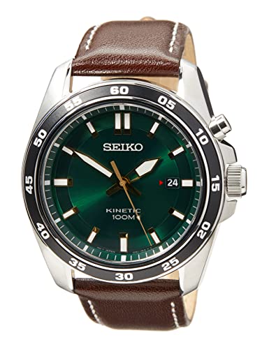SEIKO Mens Analogue Kinetic Watch with Leather Strap SKA791P1
