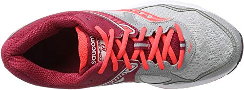 Saucony Women's Cohesion 10 Grey/Red Running Shoe 9 M US