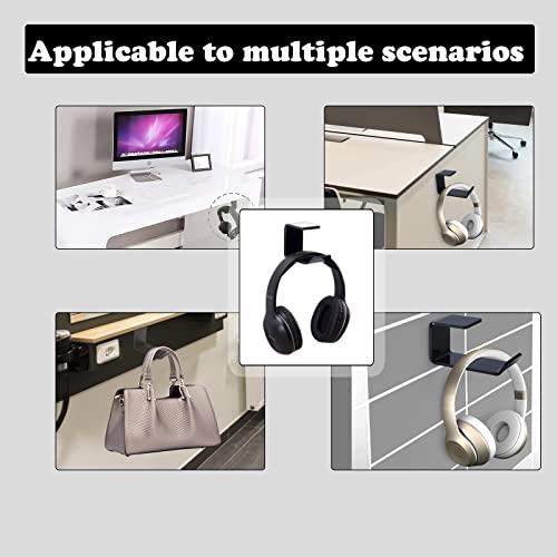 Yovimak Multifunctional Acrylic Stand, Headphone Stand Headphone Holder Adhesive Gaming Headset Hook for Most Headphones/Game Controllers, Universal Desktop Wall Mount Hook for Handbag (Black)