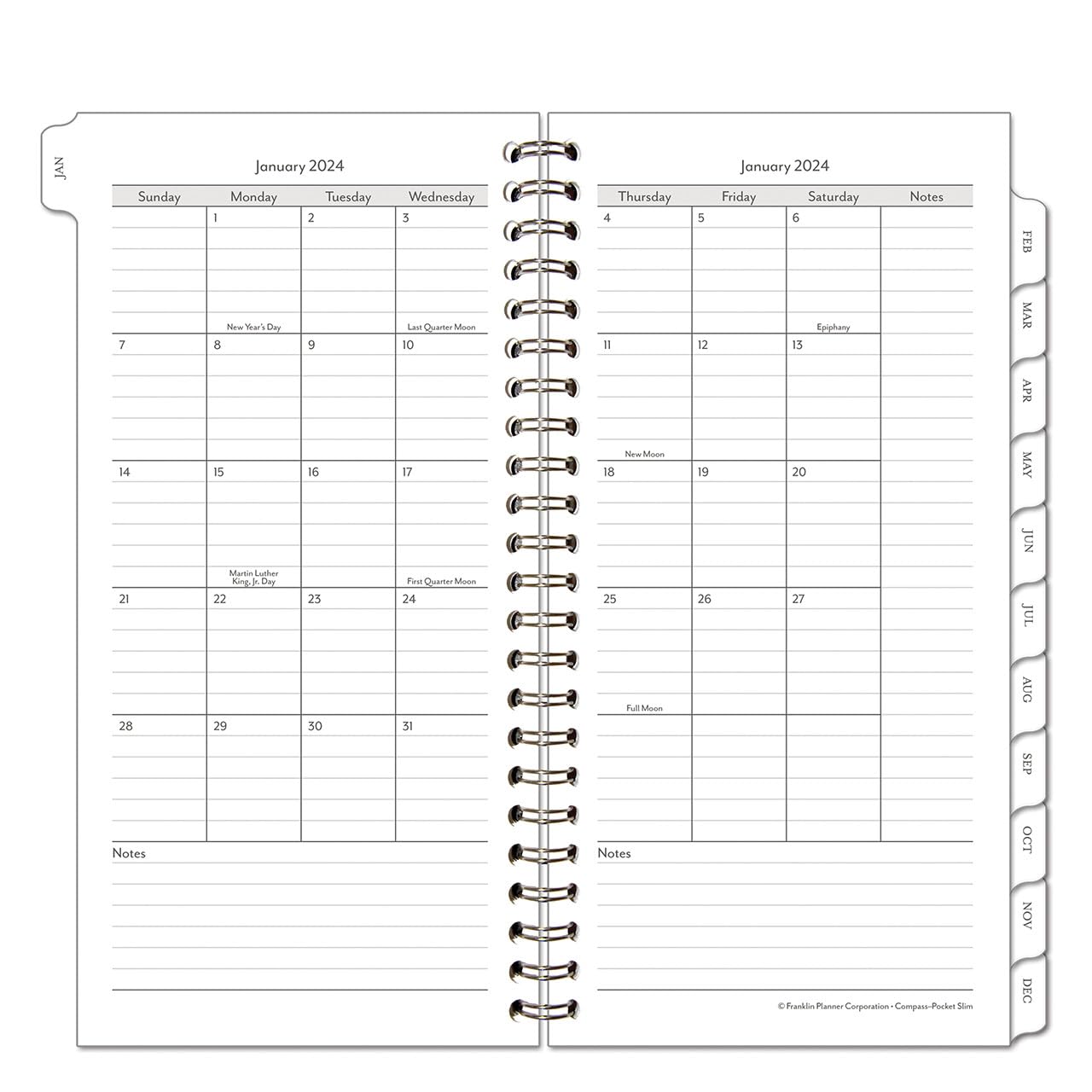 FranklinCovey - Compass Weekly Wire-Bound Planner (Pocket Slim, Jan 2024 - Dec 2024)