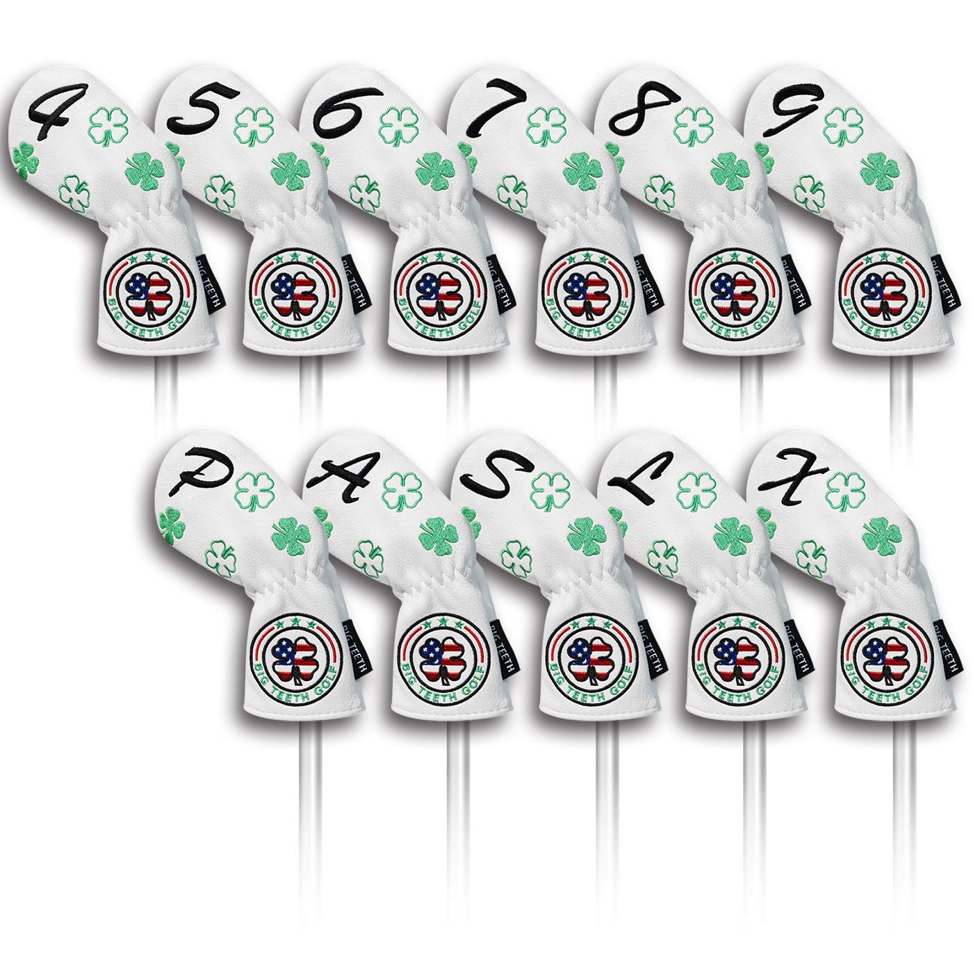 Golf Head Covers Driver Fairway UT Cover Putter Iron Cover Golf Club Protector Lucky Clover