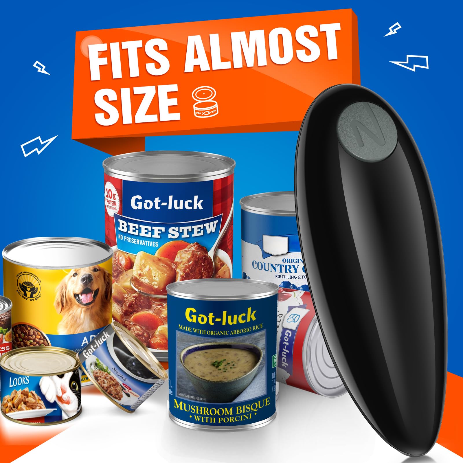Electric Can Opener, Hands Free One Touch Automatic Can Openers Fit Different Can Sizes and Shape with No Sharp Edges for Kitchen, Kitchen Gadgets for Senior with Arthritis