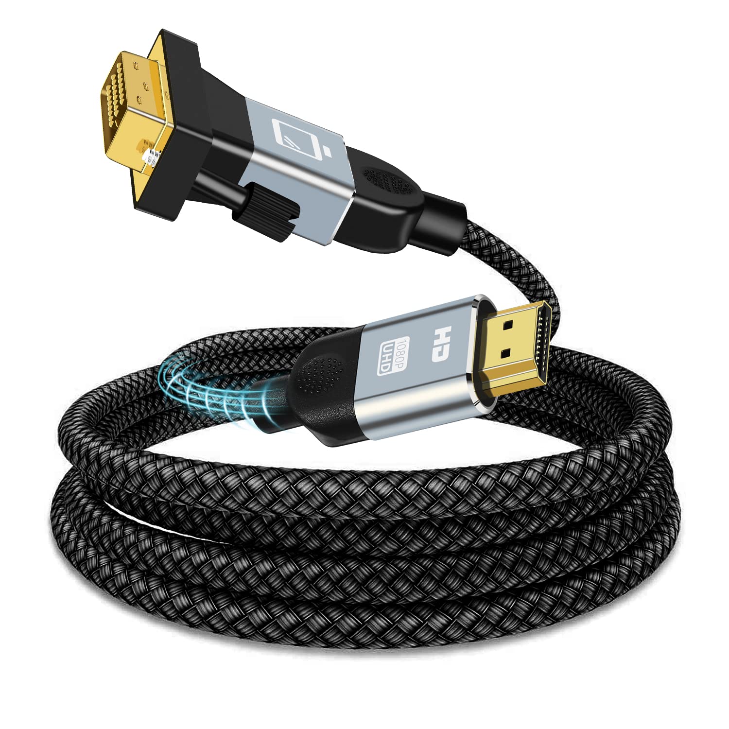 HDMI to DVI Cable 3.3FT, High-Speed Bi-Directional DVI-D 24+1 Male to HDMI Male 1080P Nylon Braid Cable Compatible with Desktop, Laptop, Raspberry Pi, projector, Xbox One, PS5/PS4, HDTV ect (3.3Feet)