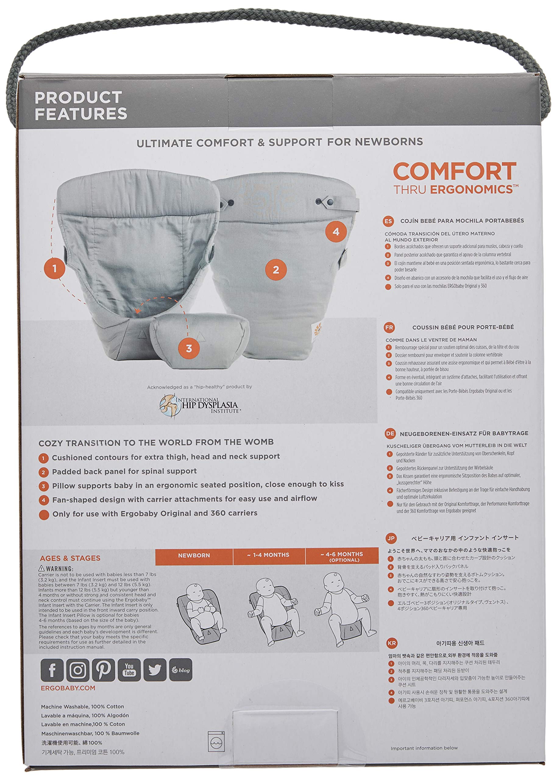 Ergobaby Easy Snug Infant Insert, Grey, Cool Air Mesh