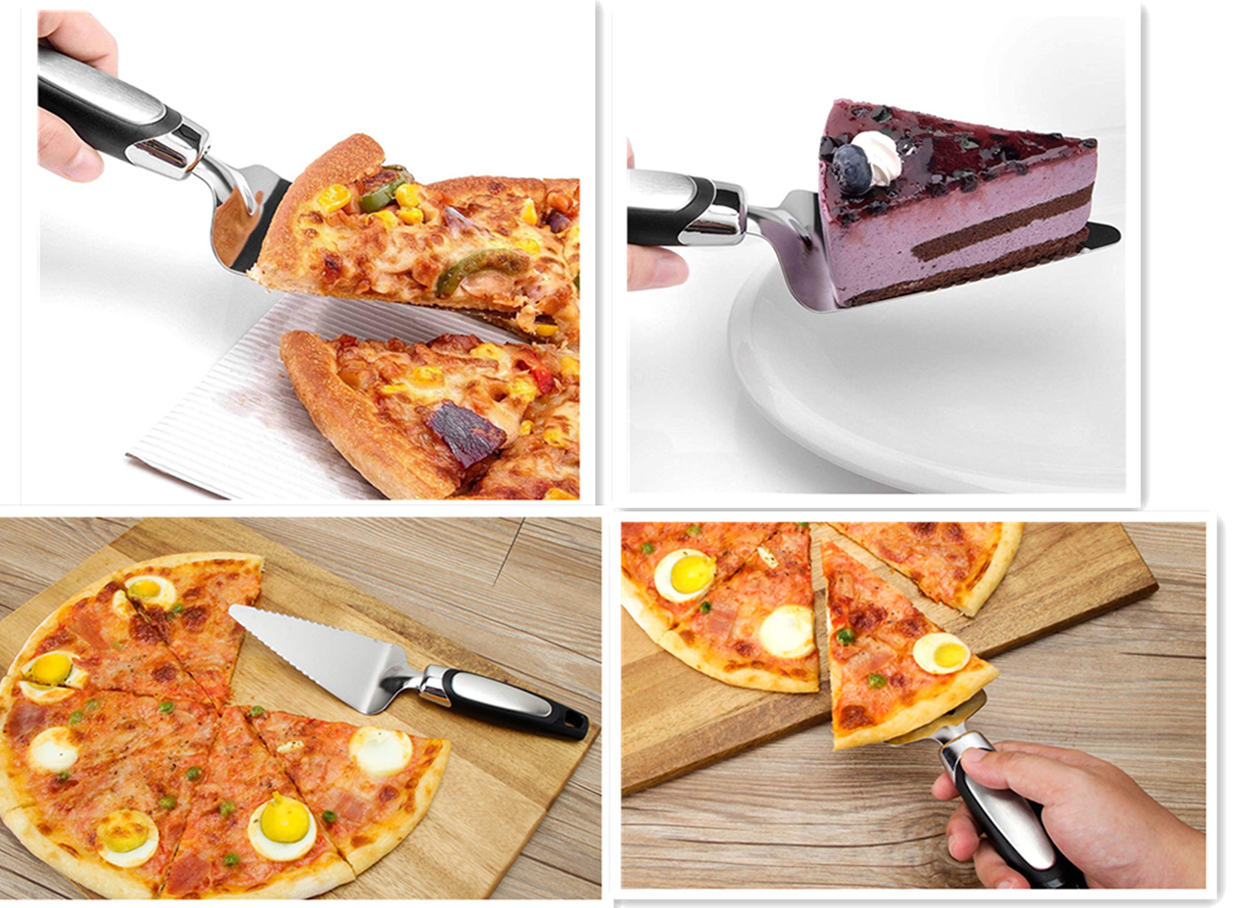 Flatware Pie Server Stainless Steel Cake Pizza Cutter Tart Dessert Slicer Serrated on Both Sides Great for Right or Left Handed Chef Professional Cake Cutter Essential Kitchen Tool
