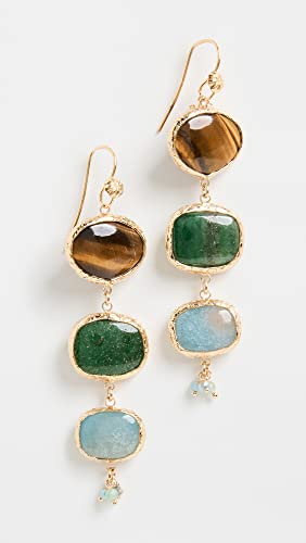 GAS Bijoux Women's Three Gemstone Drop Earrings, 376, Gold, One Size