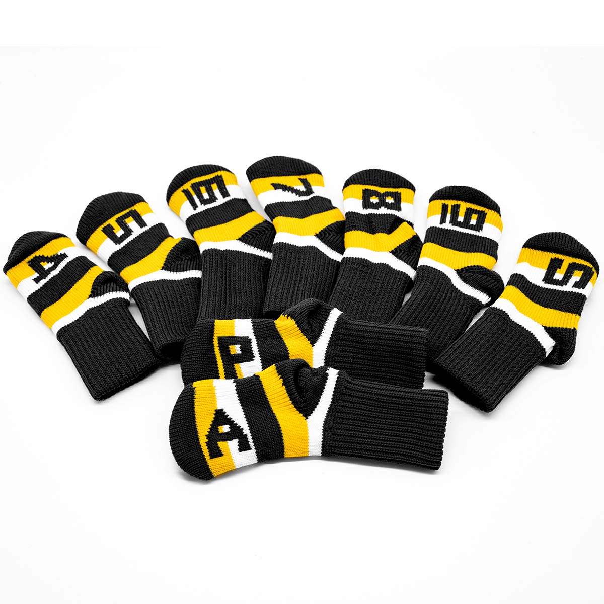 Golf Iron Covers,Golf Iron Head Covers Knitted Golf Iron Covers Set 9pcs Golf Iron Headcovers,Golf Club Head Covers for Iron Fits Titleist,Callaway,Ping,Taylormade (Black)