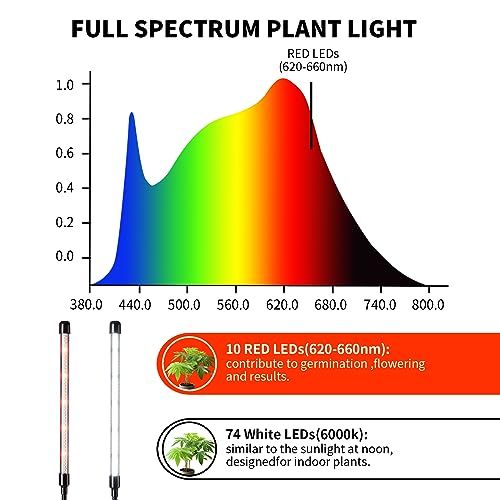 LED Grow Light,6000K Full Spectrum Clip Plant Growing Lamp with White Red LEDs for Indoor Plants,5-Level Dimmable,Auto On Off Timing 3/6/12Hrs