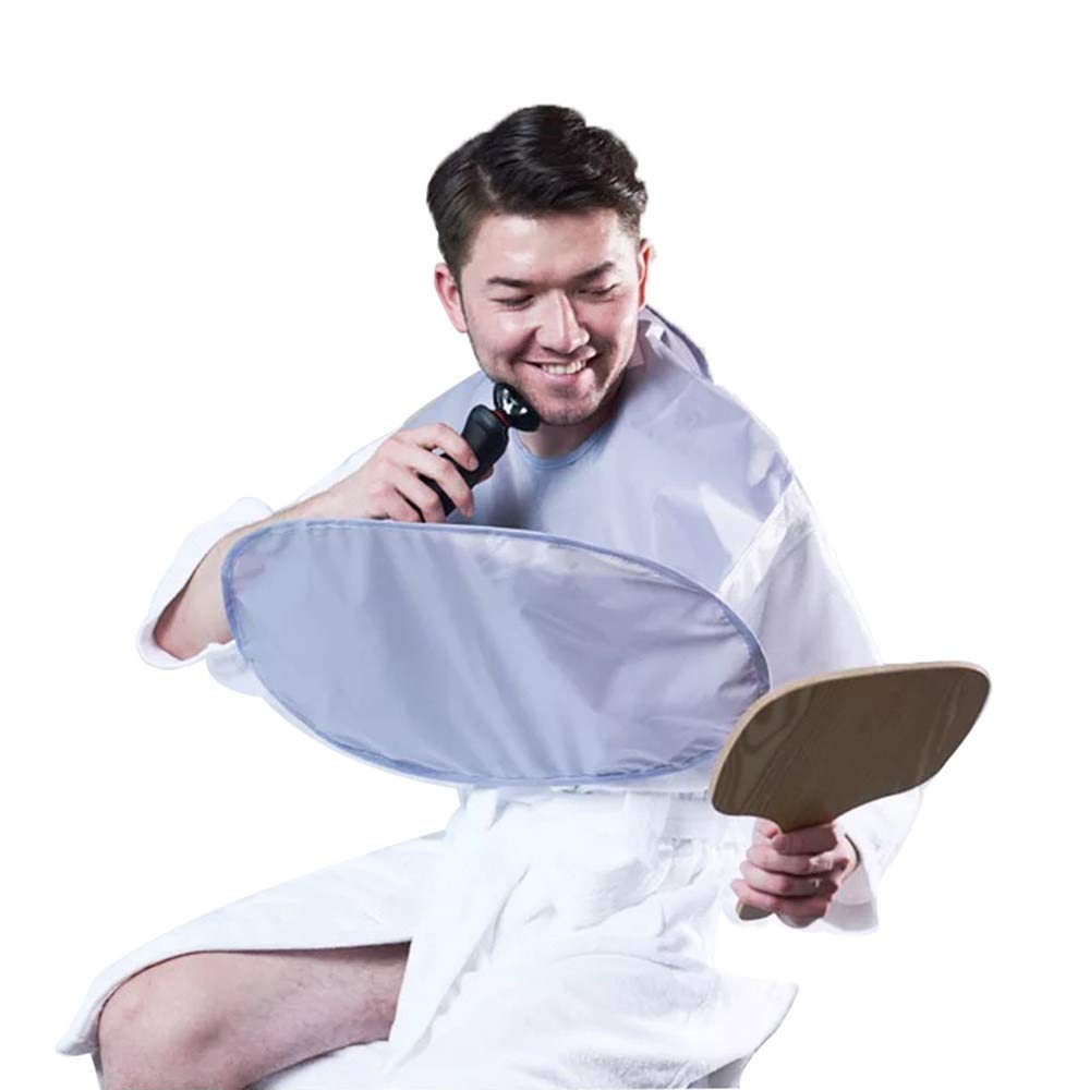 Foldable Waterproof Beard Apron, Beard Care Cleaning Cloth Bib, Non-Stick Hair Catcher Grooming Cloth, Waterproof(Silver Gray)