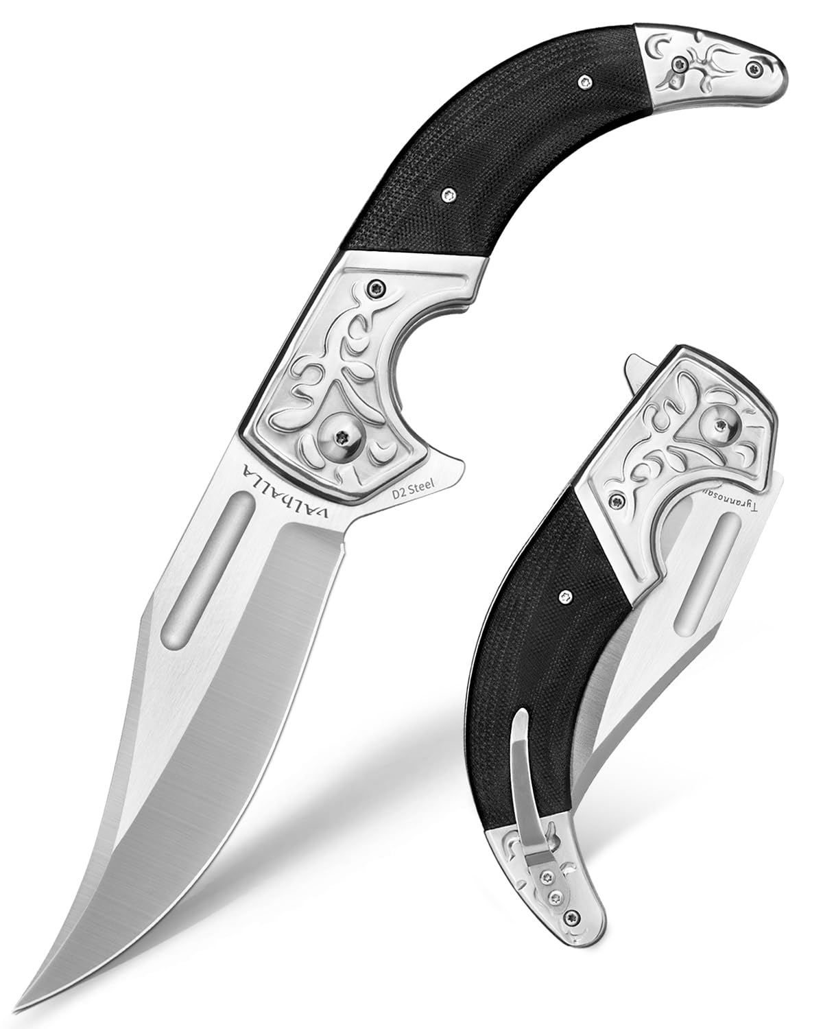VALHALLA Pocket Knife, 3.7'' D2 Steel Folding Knife, Pocket Knife for Men with G10 Handle, Gifts for Men (TYRANNOSAURUS REX)