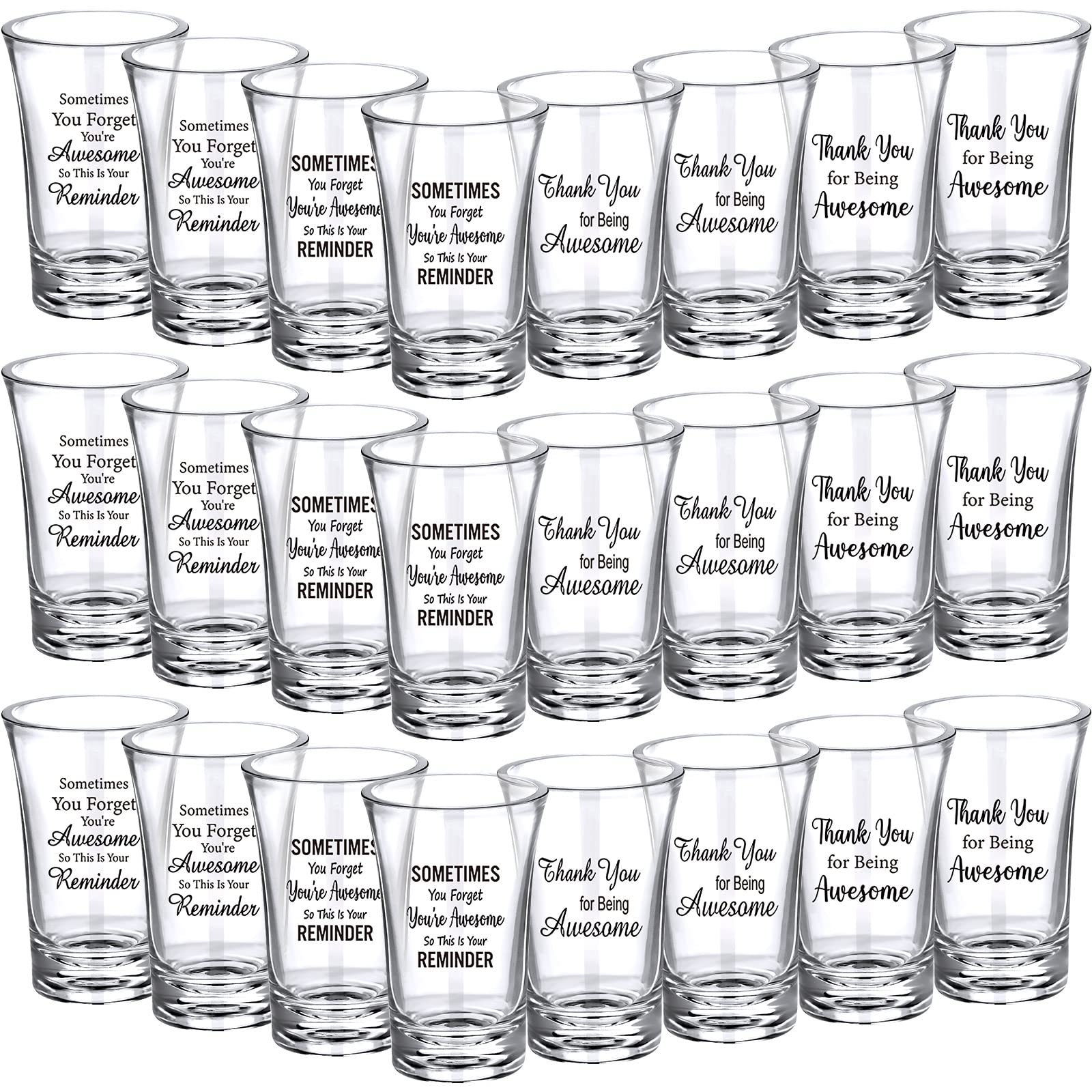 Karenhi 24 Pcs Thank You for Being Awesome Shot Glasses 1.2 Ounce Acrylic Shots Glass for Adults Thank You Gifts Inspirational Encouragement Christmas Gift for Teacher Employee Women Friends