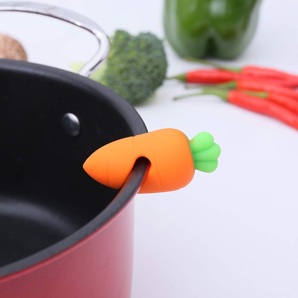 ZERIRA Spill-proof Lid Lifter for Soup Pot Kitchen Restaurant Tools Silicone Heat Resistant Shelf Keeping Lid Open Cooking Assistant (Pack of 6)