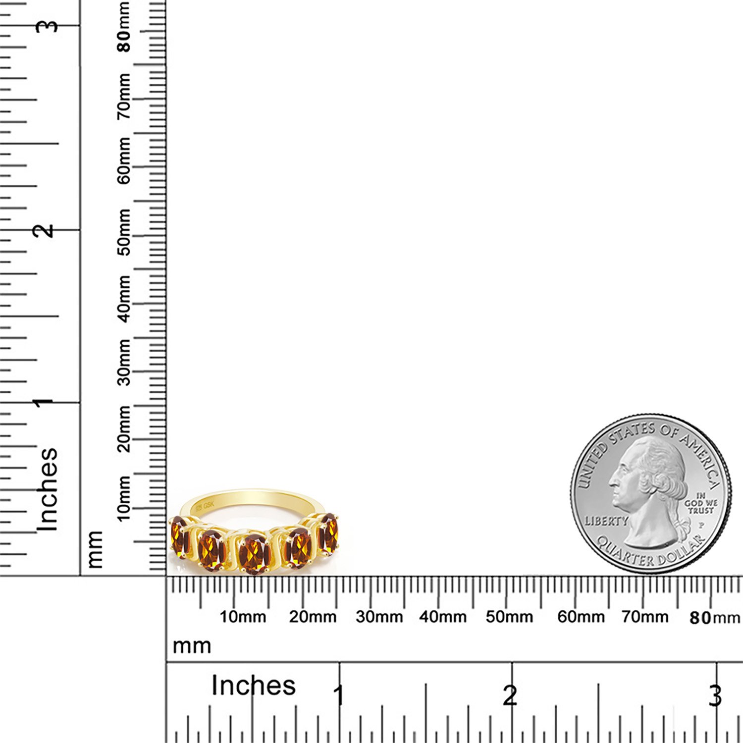 Gem Stone King 2.00 Ct Oval Orange Red Madeira Citrine 18K Yellow Gold Plated Silver Ring (Size 5)