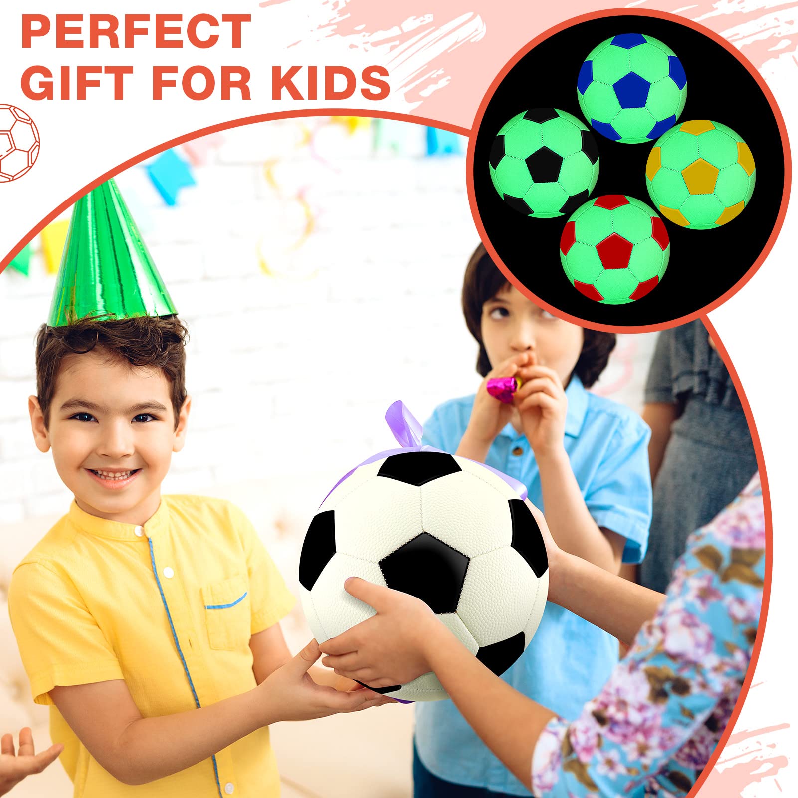 HyDren 4 Pcs Light up Soccer Ball Bulk with Pump Glow in The Dark Luminous Soccer Balls for Kids Teens Game Training Practice Back to School Gifts(Size 3)