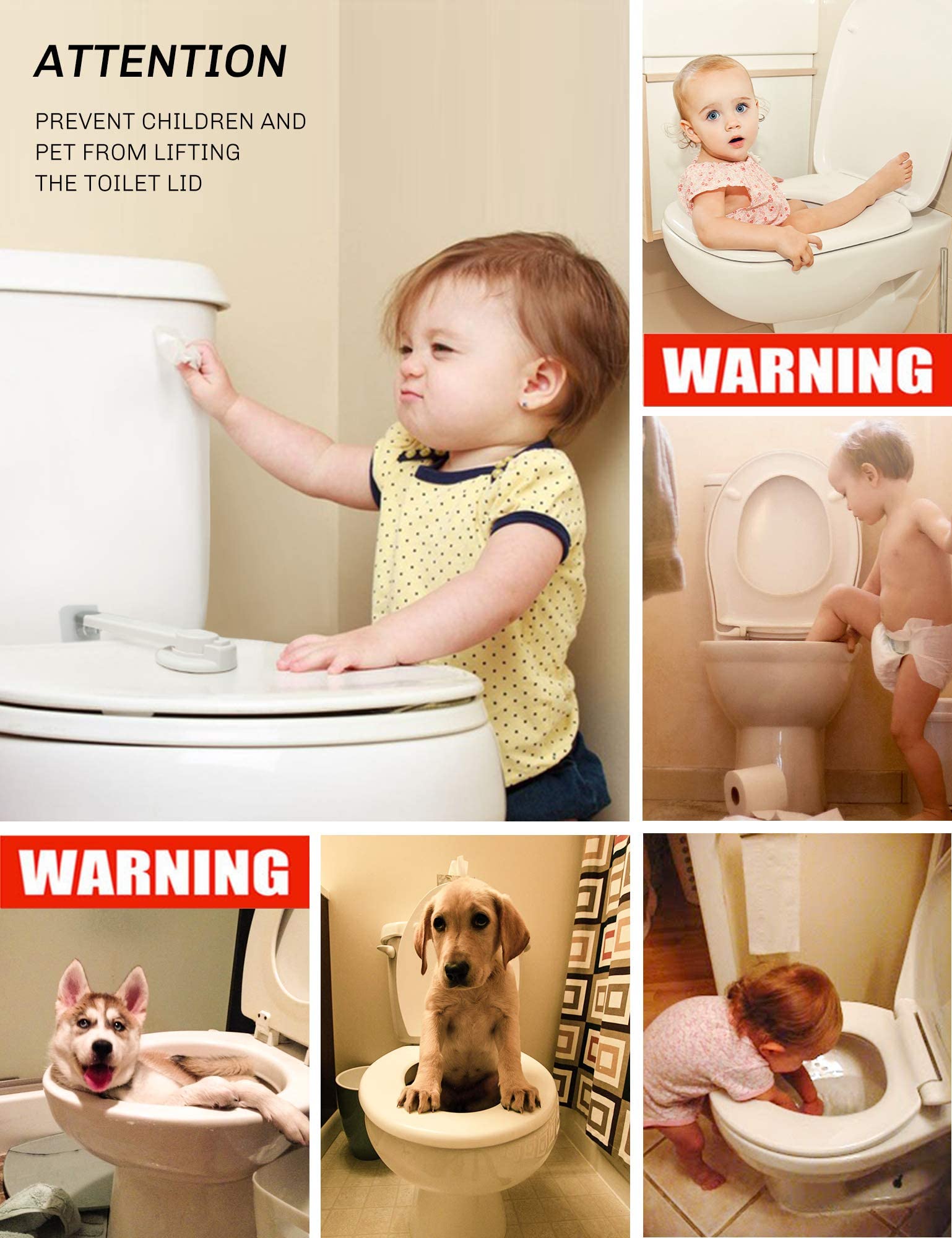 Toilet Lock Child Safety,Baby Proof Toilet Seat Lock with Extra Pallet,Fit for Most Toilet Lid,No Tools Installation