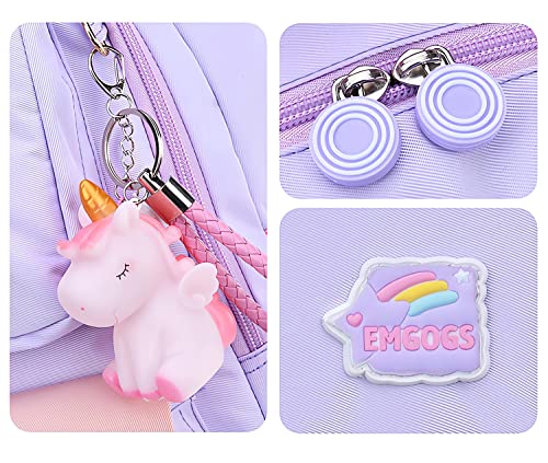 Rxudurp Pink Kids Unicorn Backpack For Girl,Cartoon Large Capacity Elementary Bookbag Lightweight Causal Travel Bag With Lunchbag