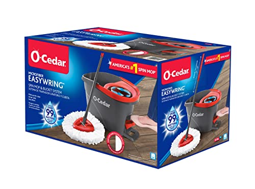 O-Cedar System Easy Wring Spin Mop & Bucket with 3 Extra Refills