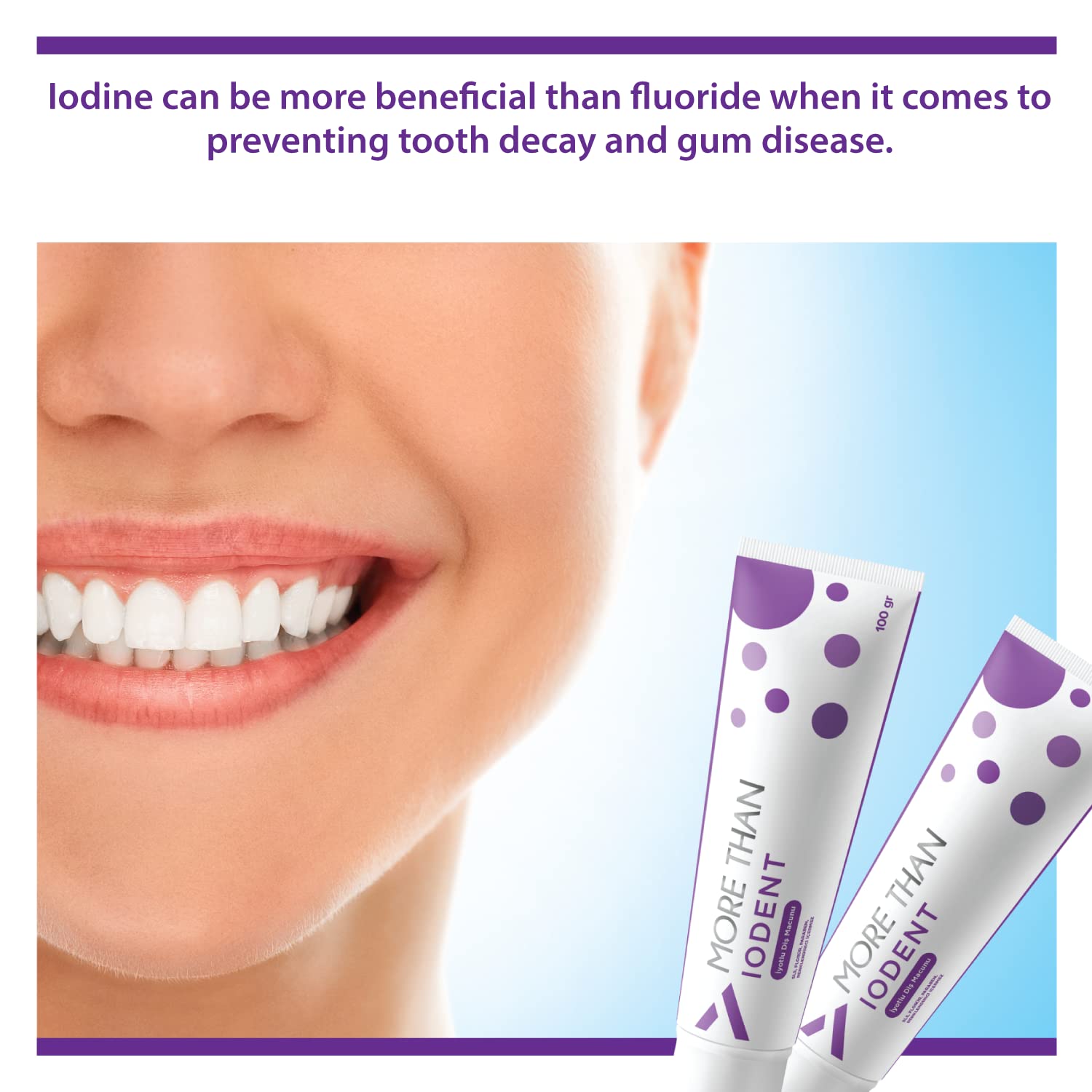 More Than Iodent Whitening and Fluoride Free Toothpaste for Sensitive Teeth and Gums, Tartar Control, and Cavity Protection - Natural and Minty Fresh