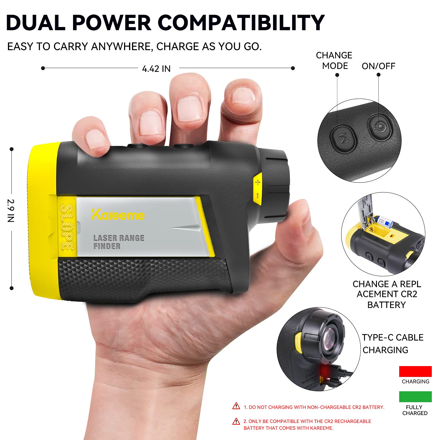 Golf Rangefinder with Slope - Laser ±0.55yard Accuracy Rechargeable Golf Distance Finder Aaccessories with USB Charging Flag-Lock Tech with Vibration Distance Angle Measurement for Golf Competition