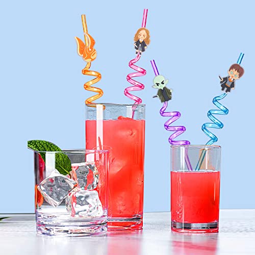 Jomoxosae Harry Theme Party Supplies Reusable Drinking Straws 10 Designs for Birthday Party Favors Supplies (20pcs), One Size