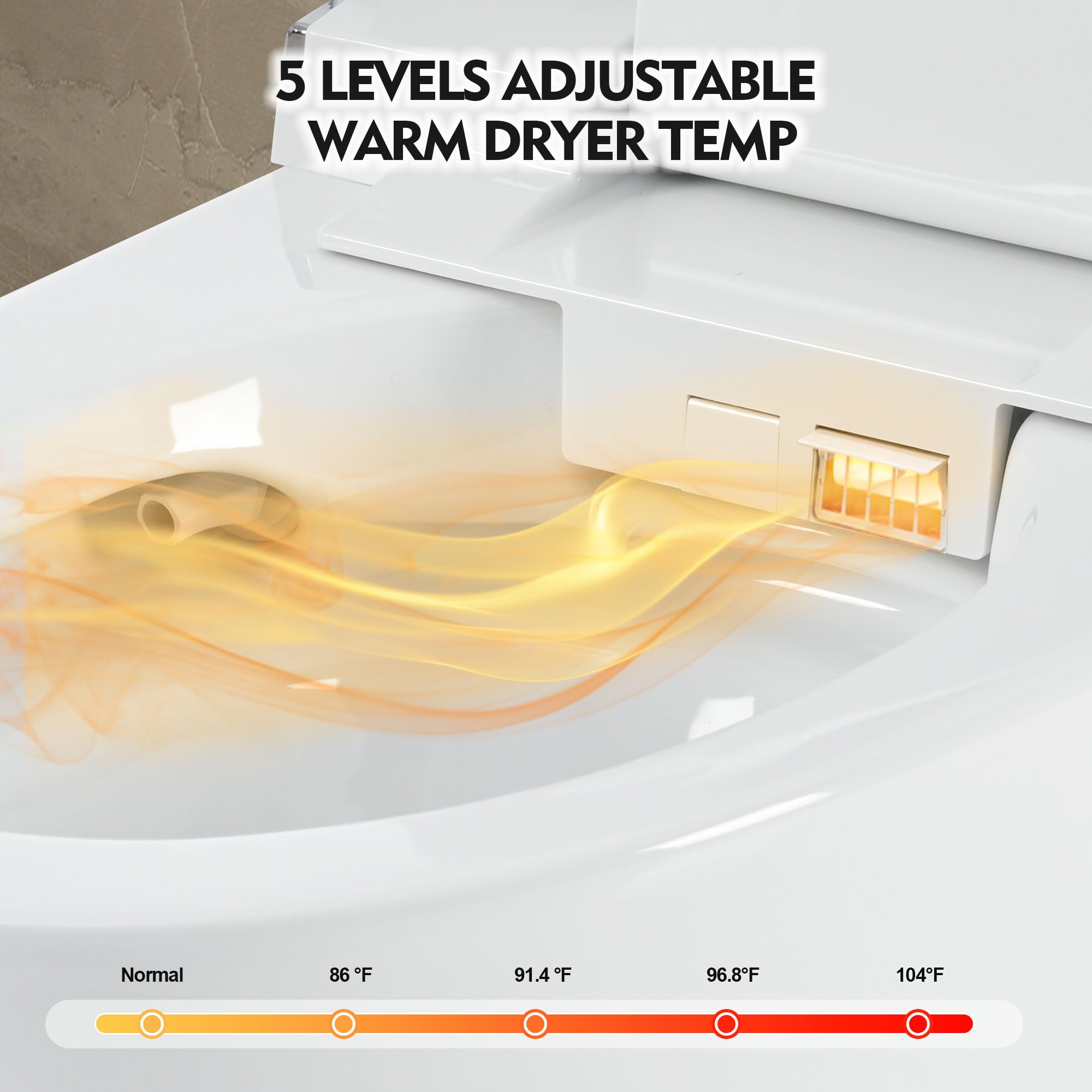 Smart Toilet with Bidet Built in, Tankless Toilet Bidet Combo with Foot Sensing, Elongated Heated Bidet Seat, Knob Control, LED Light