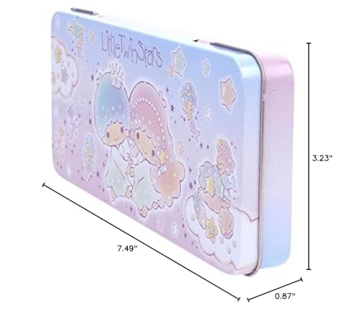 Twin Stars Little Pencil Pen Stationery Metal Box Makeup Tool Brush Holder Storage Case Tin