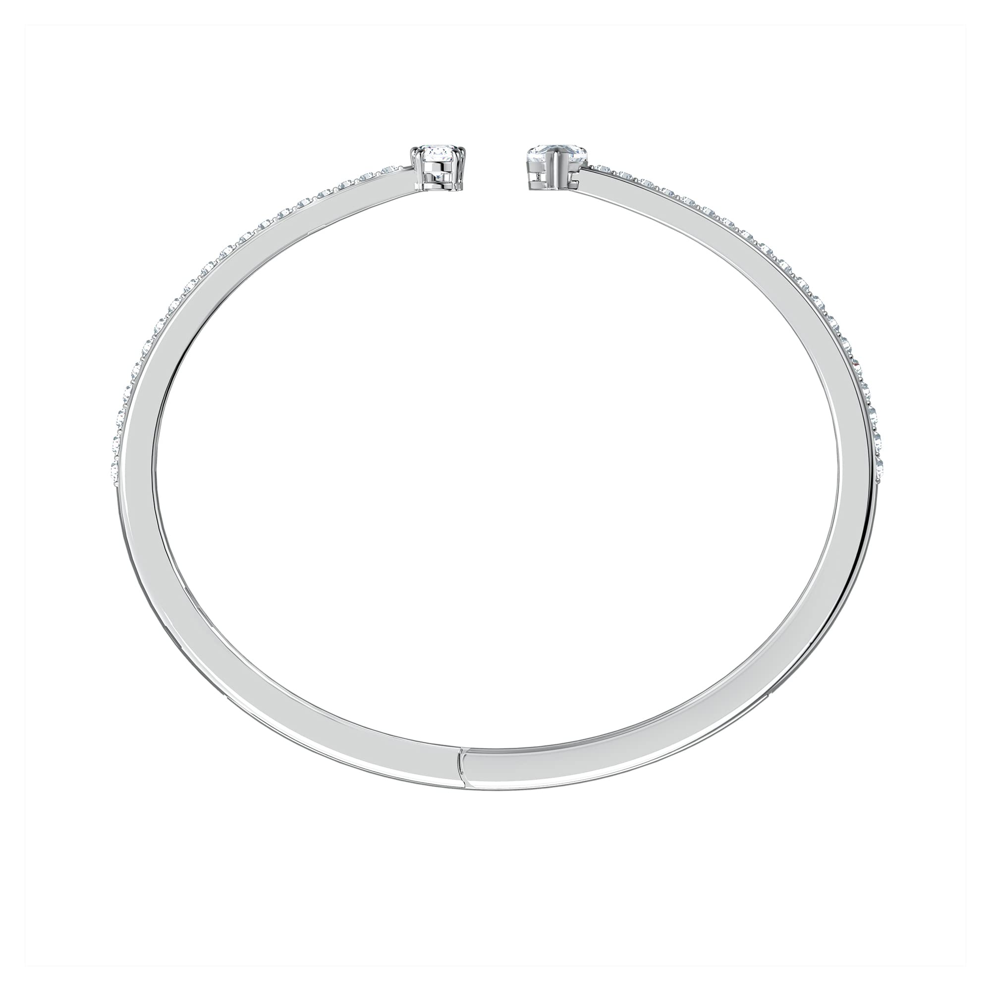 SWAROVSKI Attract Bracelet with Clear Crystal Details on a Rhodium Finish Cuff Setting, Size M, from the Swarovski Attract Collection