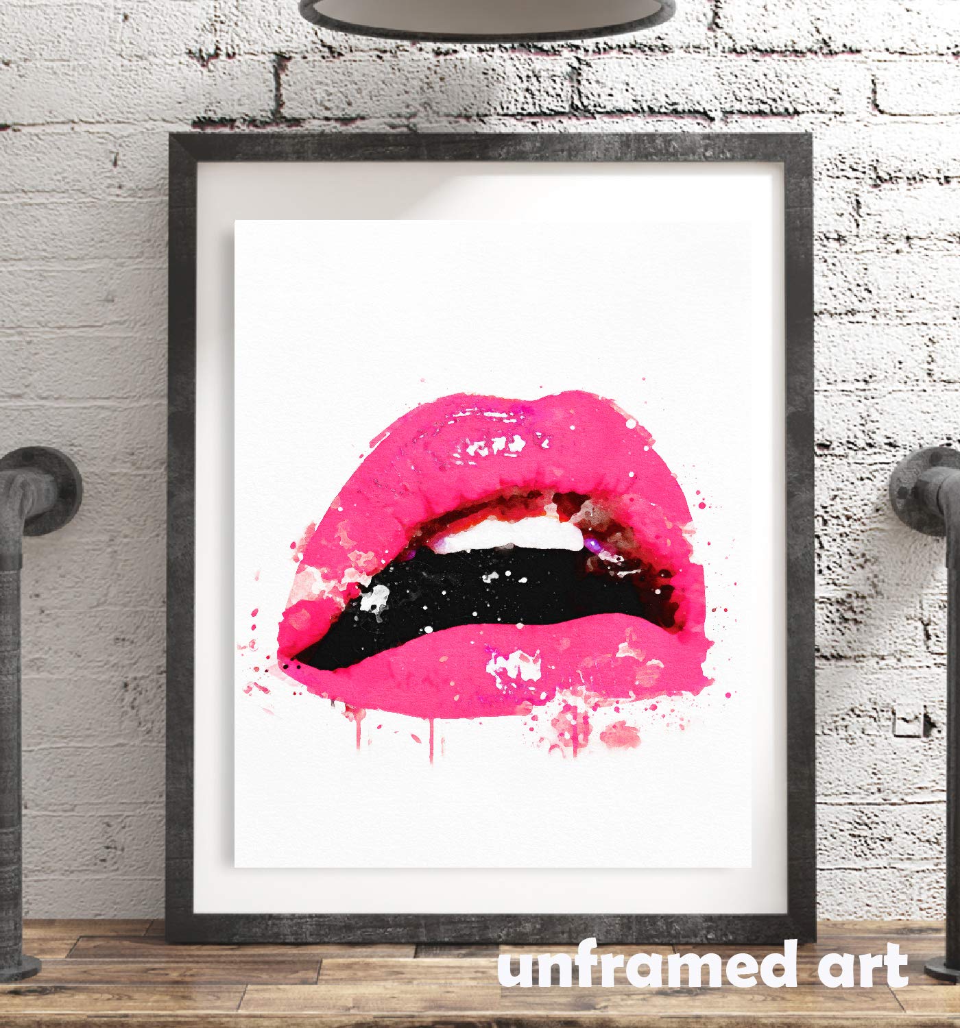 Glam Wall Art Pink Dripping Lips Fashion Print Poster Home Decor