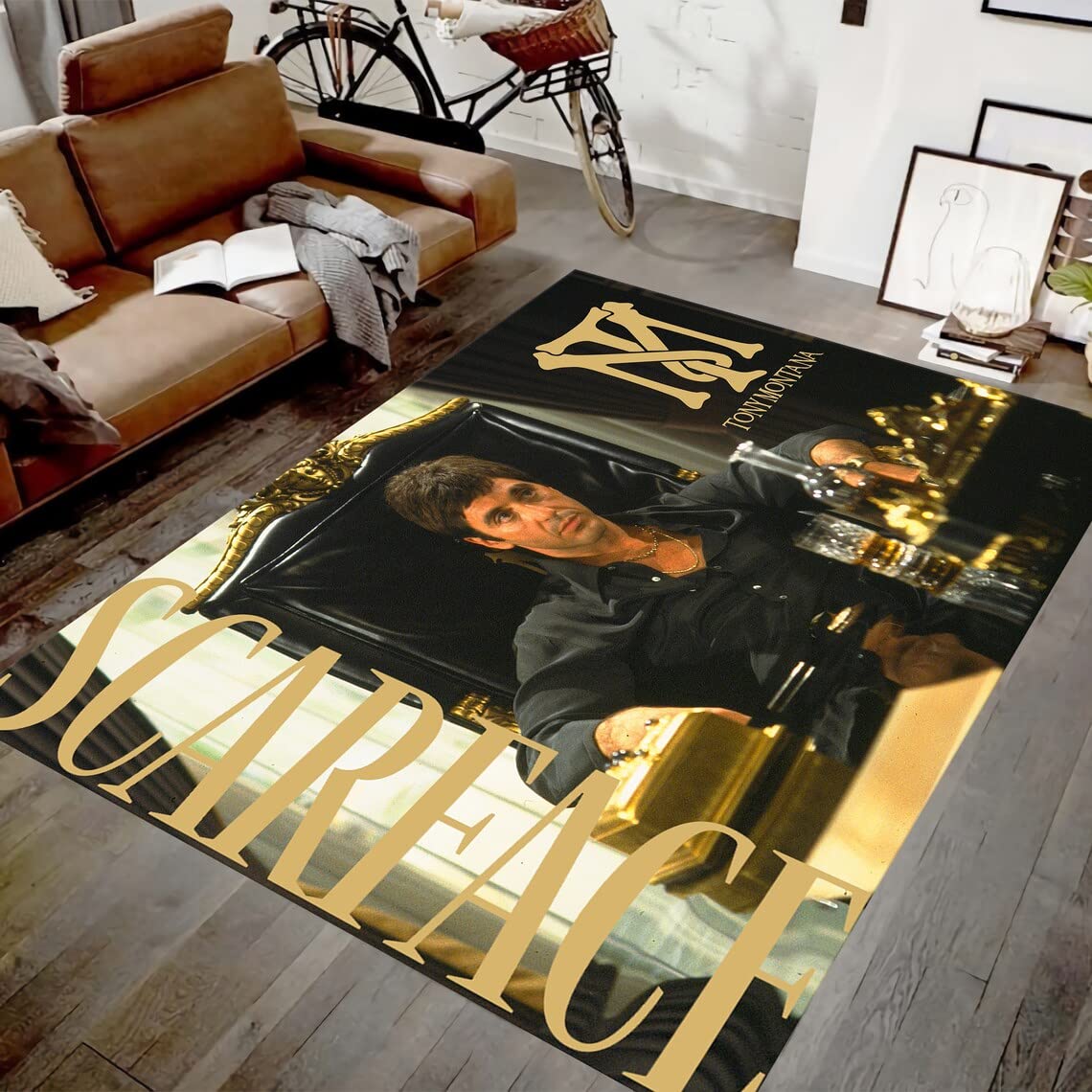Scarface Rug, Tony Montana Rug, Fan Rug, Themed Rug, Custom Gift Unique, Home Decor, Area Rug, Gift for Him, Patterned Rug, Non Slip Rug rughouse34_313.5 (47”x70”)=120x180cm
