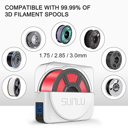 Upgraded Dryer Box of 3D Printer Filament, SUNLU 3D Filament Dryer Box S1, LA Filament 1.75 mm Dimensional Accuracy +/- 0.02 mm, 1 KG Spool, PLA White