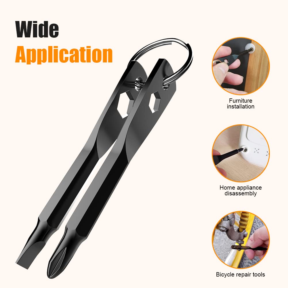 Keychain Screwdriver Tool Gifts for Men, KUSONKEY Christmas Gifts Stocking Stuffers for Men, 4-in-1 Screwdriver bit with Phillips,Slotted and Hex Wrench Cool Gadgets for Dad,Father,Husband, Boyfriend